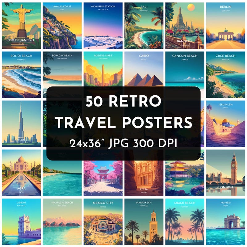 Retro Travel Poster - Etsy