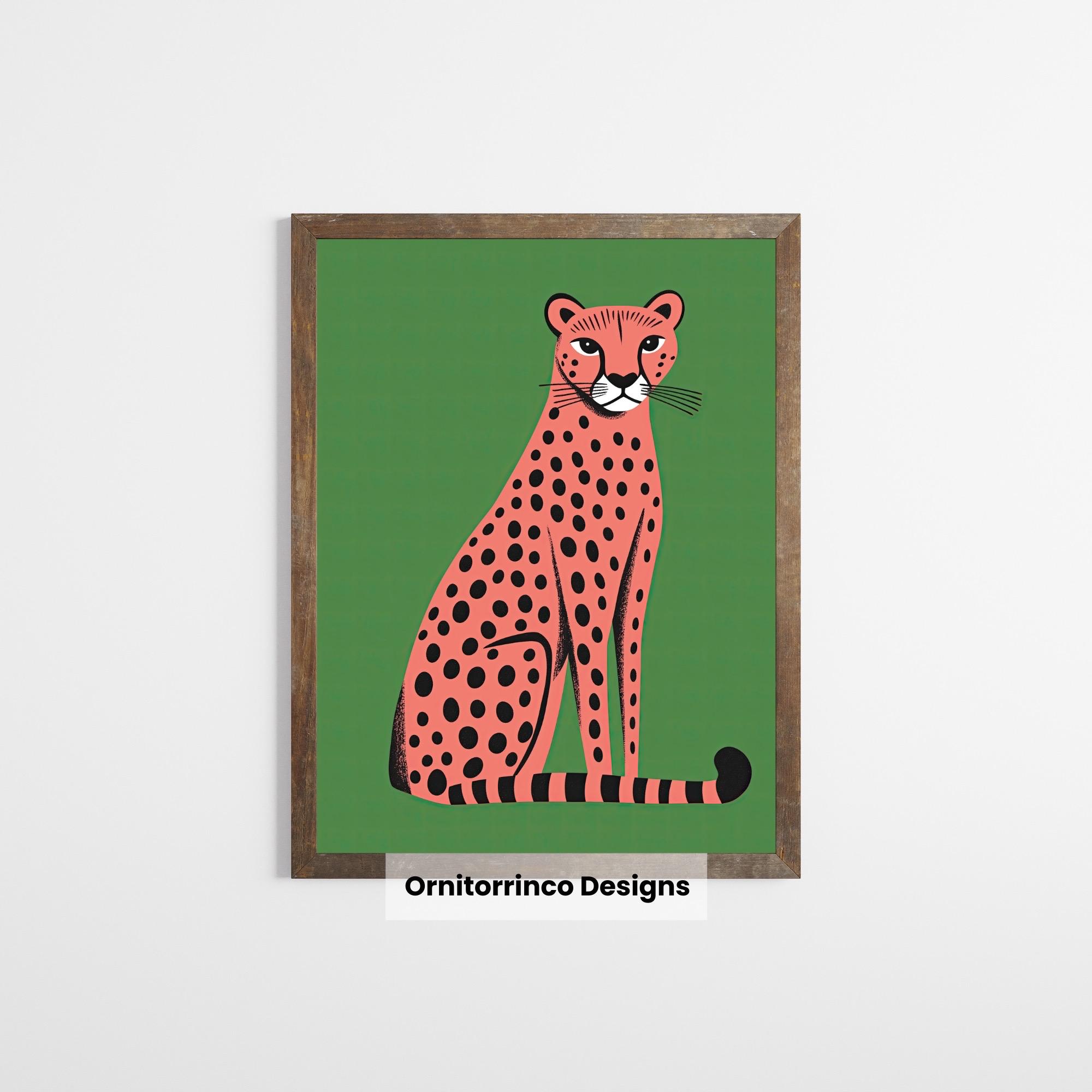 Cheetah on Green Background Digital Print | Trendy Home Decor ...