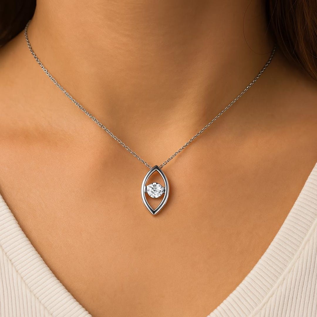 14k Solid Gold Dancing Diamond Necklace, Lab Grown Moving Diamond ...