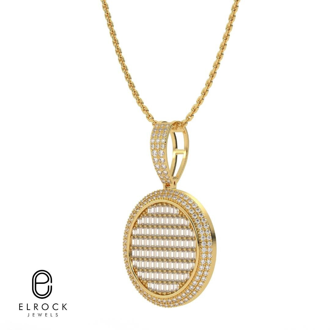 Solid Gold 14K Men's-women's Iced Blinged Out Round Circle Hip Hop ...