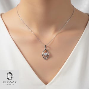 14k Solid Gold Dancing Diamond Necklace, Lab Grown Moving Diamond ...