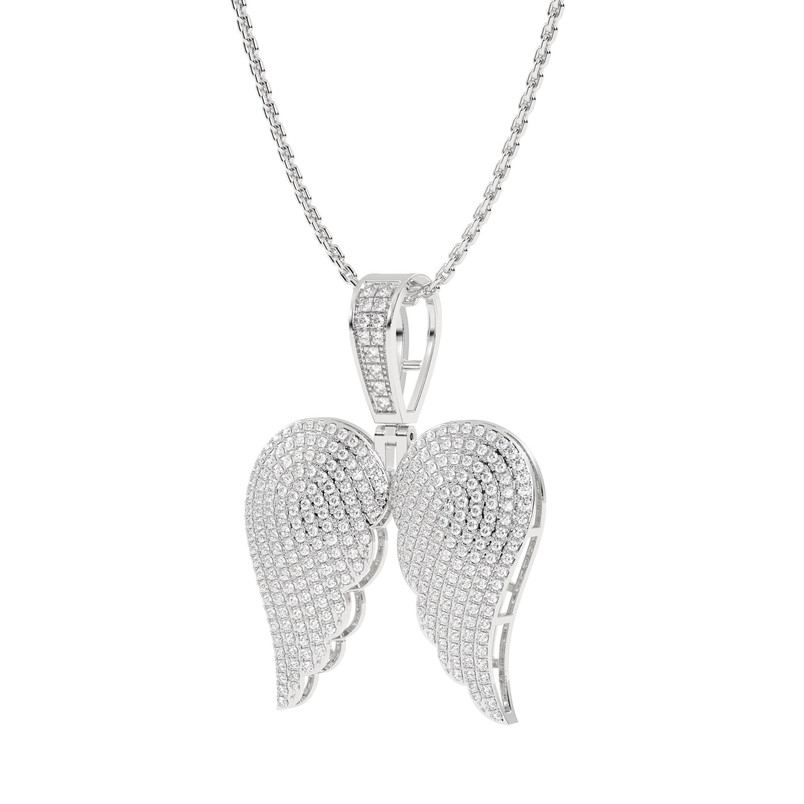 Diamond Angel Wings, 1.16ct Big Angel Wing Pendant, Unique Diamond Wing ...