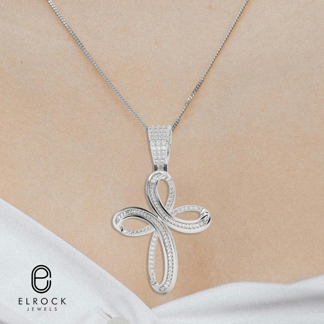 14k Solid Gold Diamond Infinity Cross Necklace for Women Christian ...