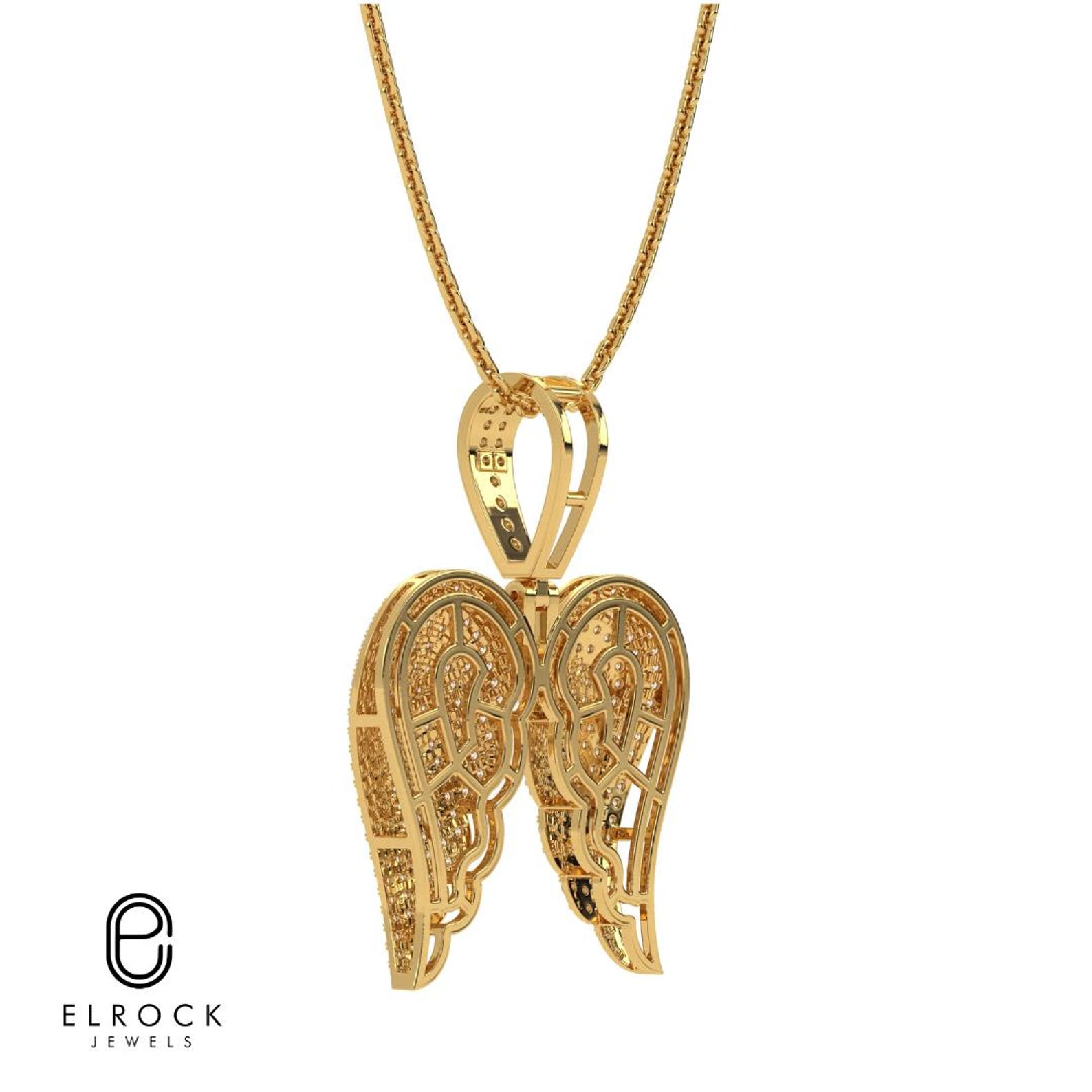 Diamond Angel Wings, 1.16ct Big Angel Wing Pendant, Unique Diamond Wing ...