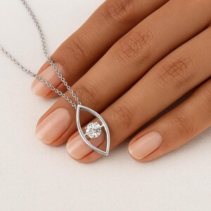 14k Solid Gold Dancing Diamond Necklace, Lab Grown Moving Diamond ...