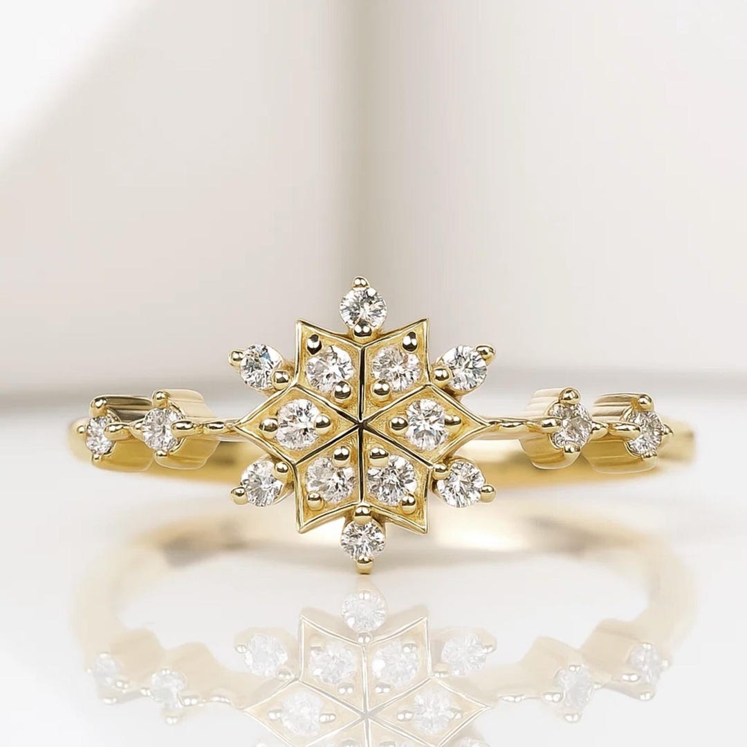 Lab Grown Diamond Snowflake Ring,minimalist Cluster Snowflake Ring,snow ...