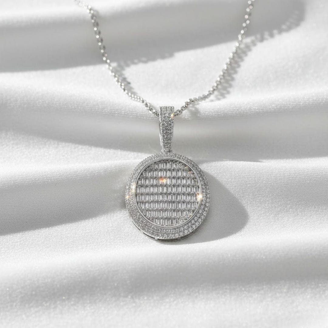 14K Solid Gold Iced Round Diamond Medallion Pendant 2.23CT | Lab Grown ...