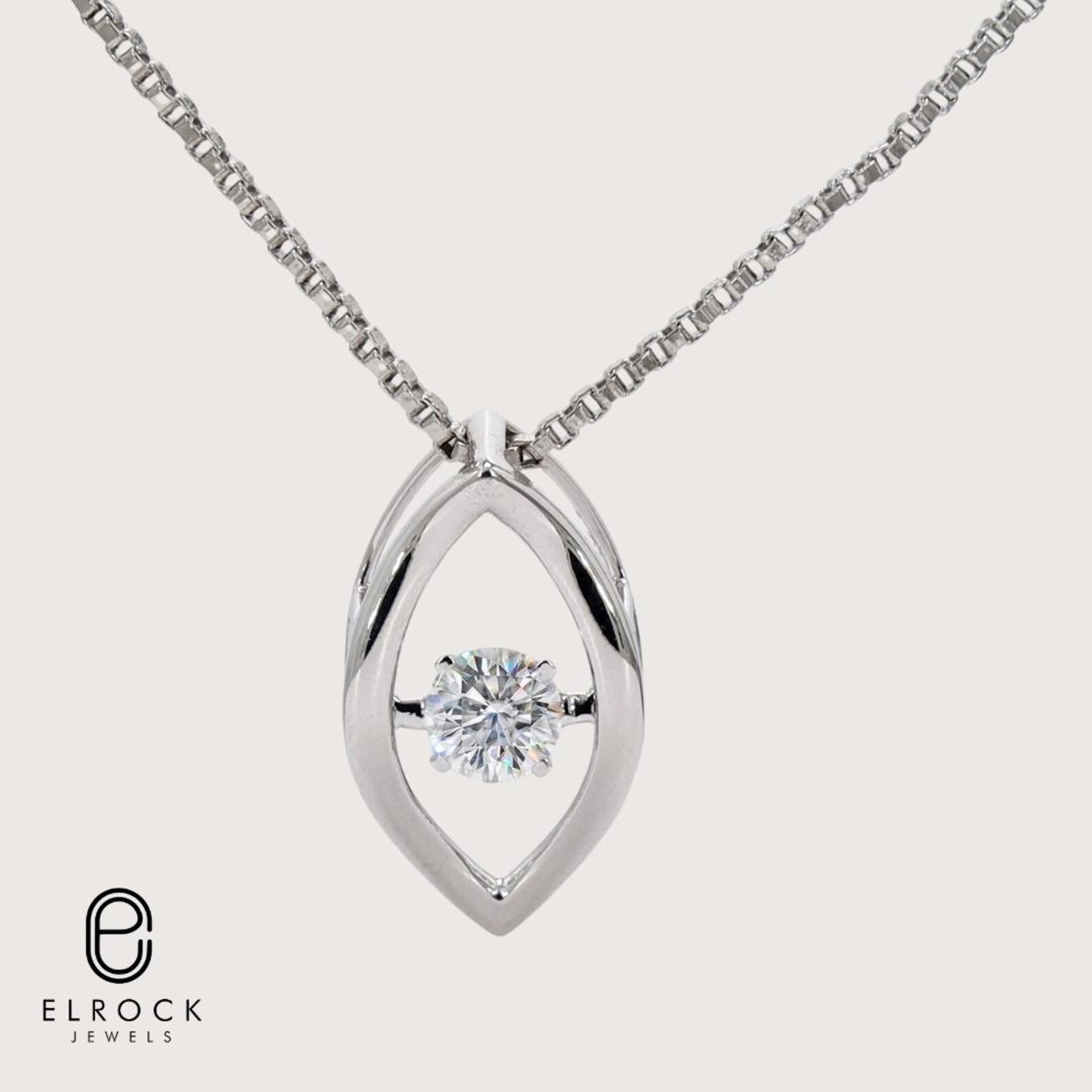 14k Solid Gold Dancing Diamond Necklace, Lab Grown Moving Diamond ...