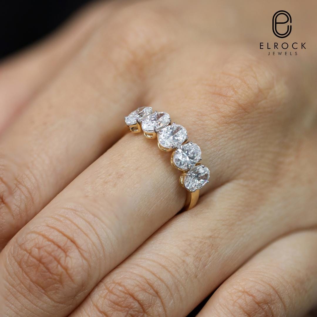 2.09 Carats Oval Cut Lab Grown Diamond Wedding Band, 14k White Gold ...