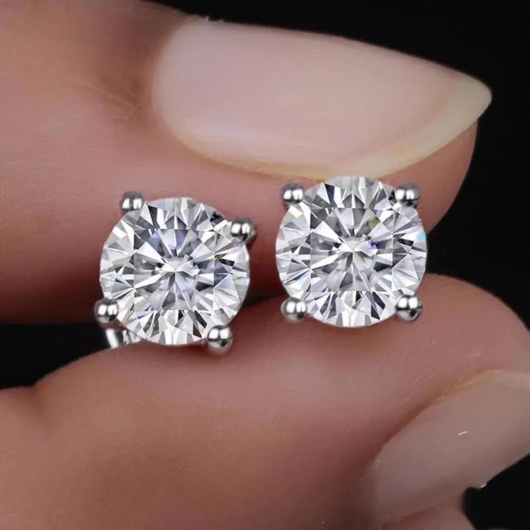 1 Carat Lab Grown Diamond Stud Earrings IGI Certified 14K Gold 4 Prong ...