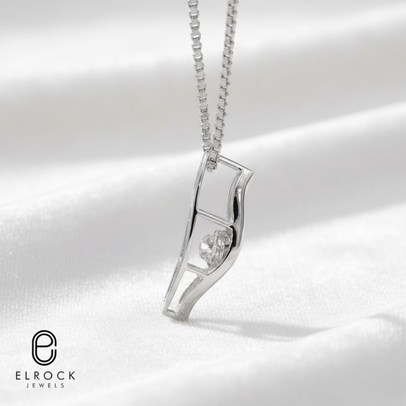 14k Solid Gold Dancing Diamond Necklace, Lab Grown Moving Diamond ...