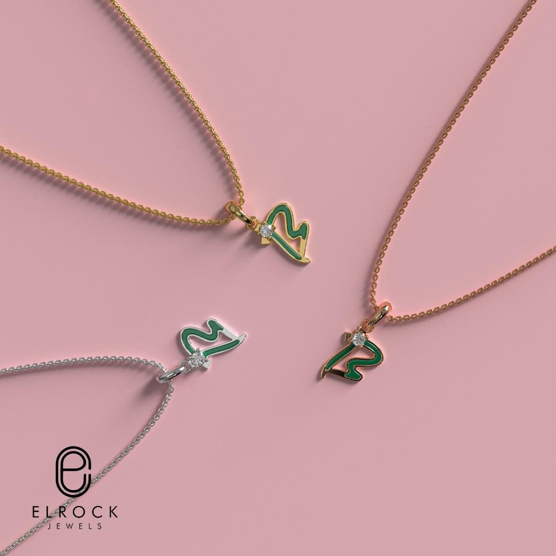 Anika 'B' Round Stone Fancy Alphabet Diamond Pendant 0.04 CTW 14K & 18K ...