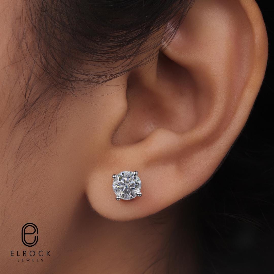 1 Carat Diamond Stud Earrings, Certified Diamond Studs, Round Diamond ...