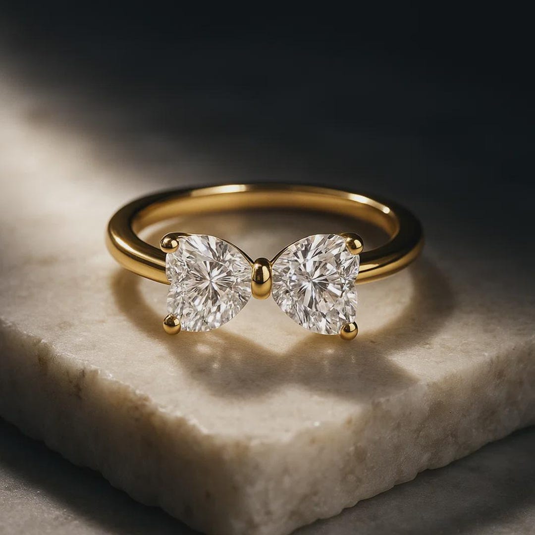 Heart Lab Grown Diamond Engagement Ring 2 Stone Heart Shape Diamond ...