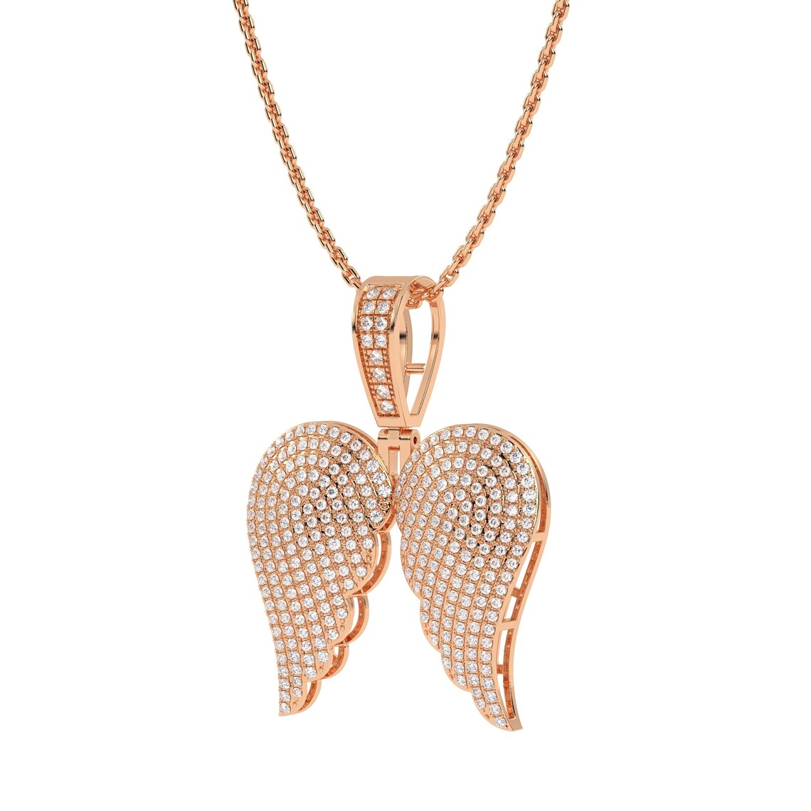 Diamond Angel Wings, 1.16ct Big Angel Wing Pendant, Unique Diamond Wing ...