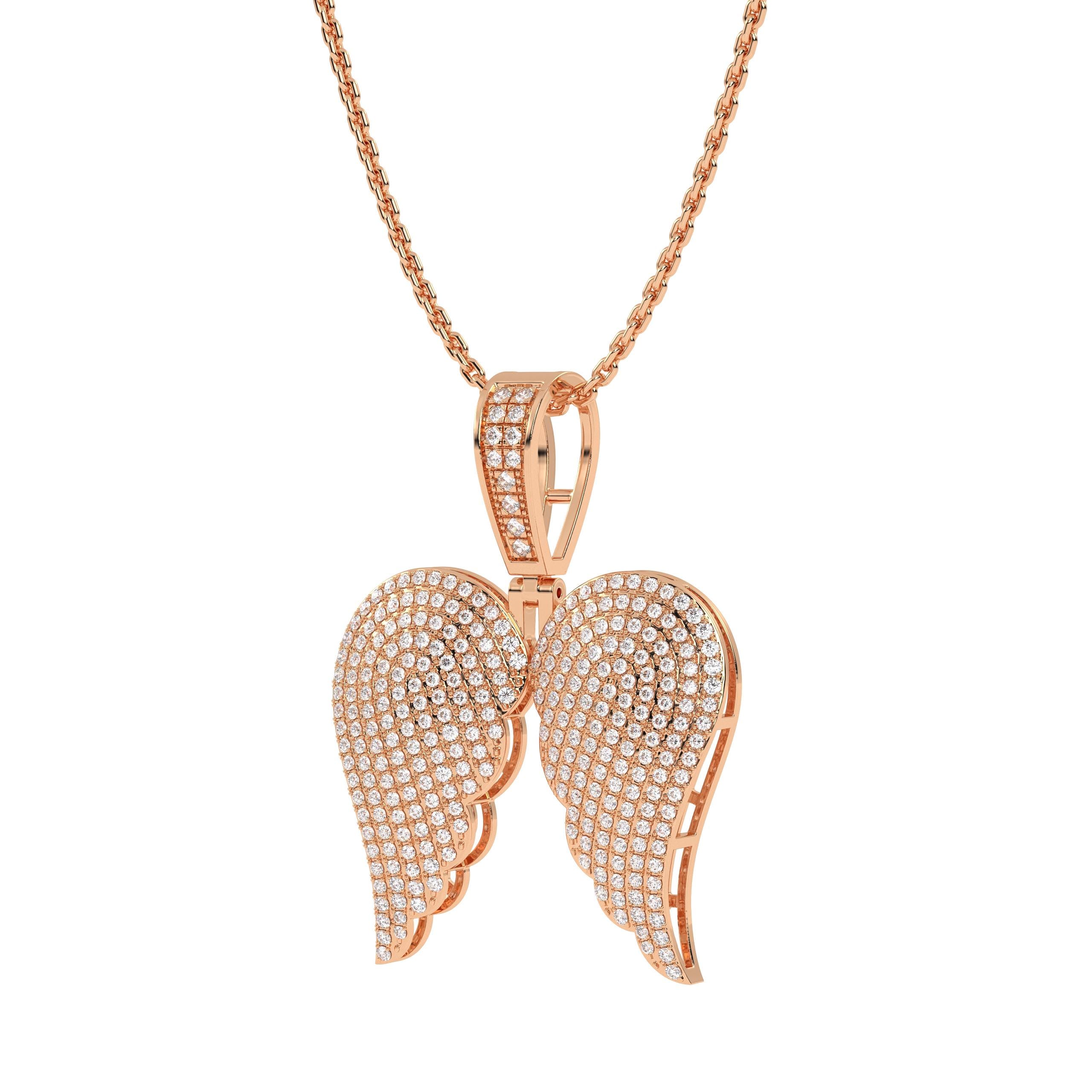 Diamond Angel Wings, 1.16ct Big Angel Wing Pendant, Unique Diamond Wing ...