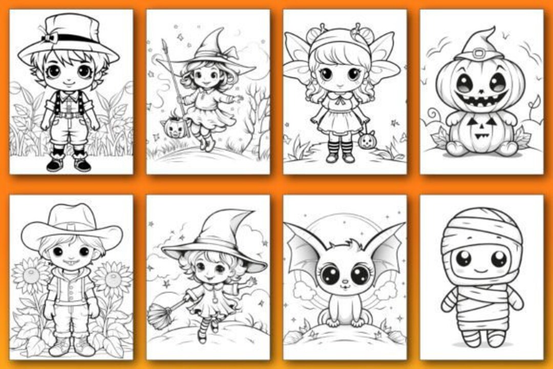 Cute Halloween Coloring Book 10 Pages - Etsy