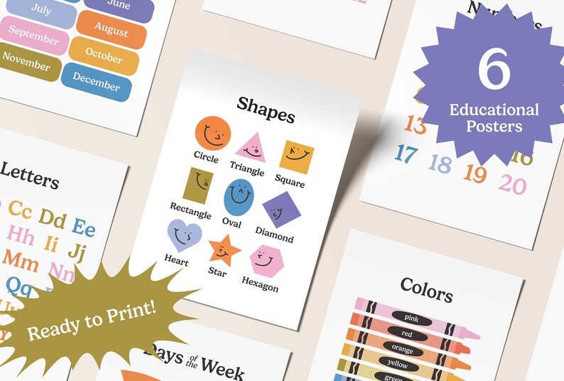 Colorful Educational Classroom Posters, Homeschool Printables, Digital ...