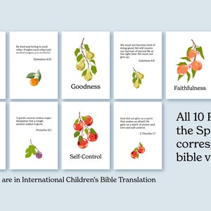 Fruits of the Spirit Biblical Flashcards, Educational Scripture Cards ...