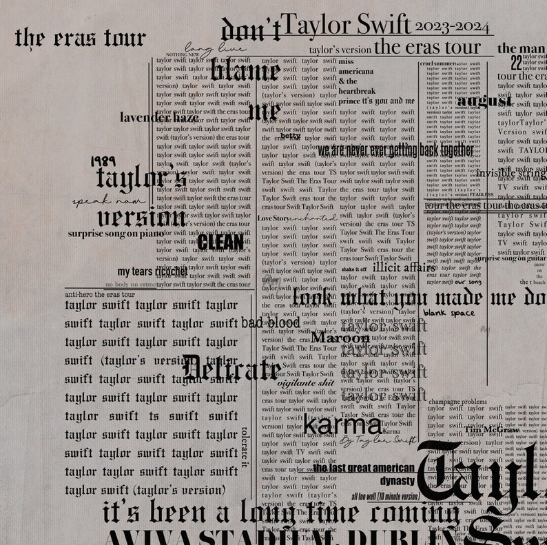 Eras Tour Setlist - Etsy