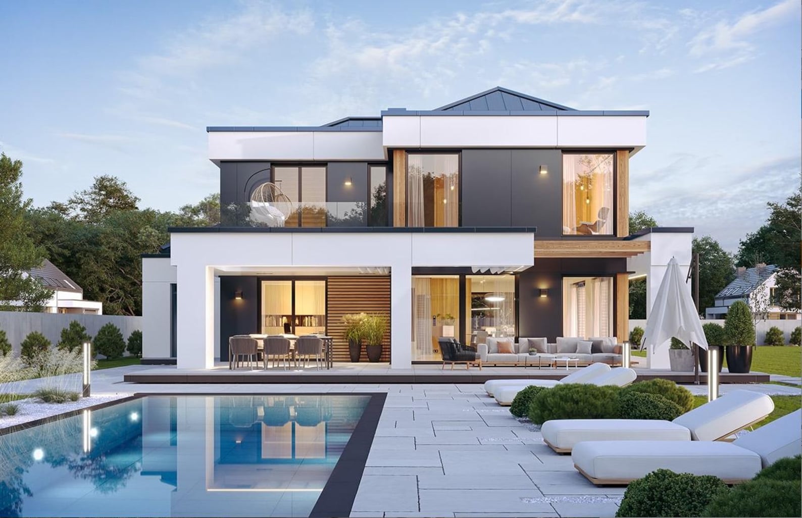 Modern Loft House Plan 16m X 18m- Modern Floor Plans, 3 Bedroom 200 M2 ...