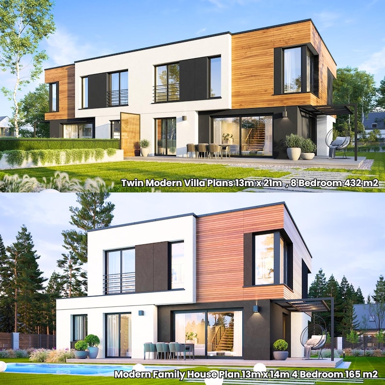 Modern Family House Plans 13m X 21m | 13m X 14m / 8 Bedroom 432 M2 | 4 ...
