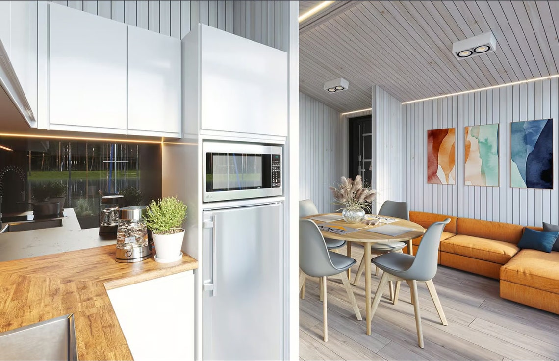 Tiny Gable House Plan 5,1m X 6,6m Modern Floor Plans, 2 Bedroom 33 M2 ...