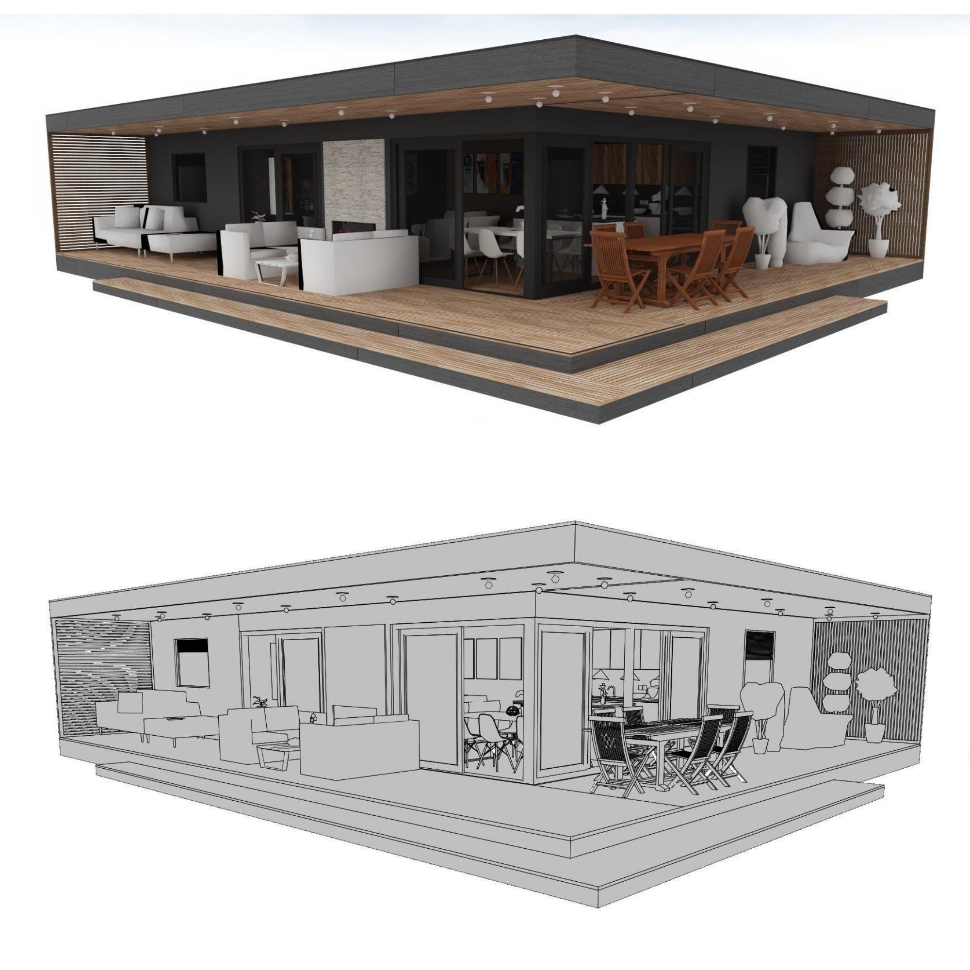 Family Mountain House Plan 11m X 13m - Modern Floor Plans, 3 Bedroom ...