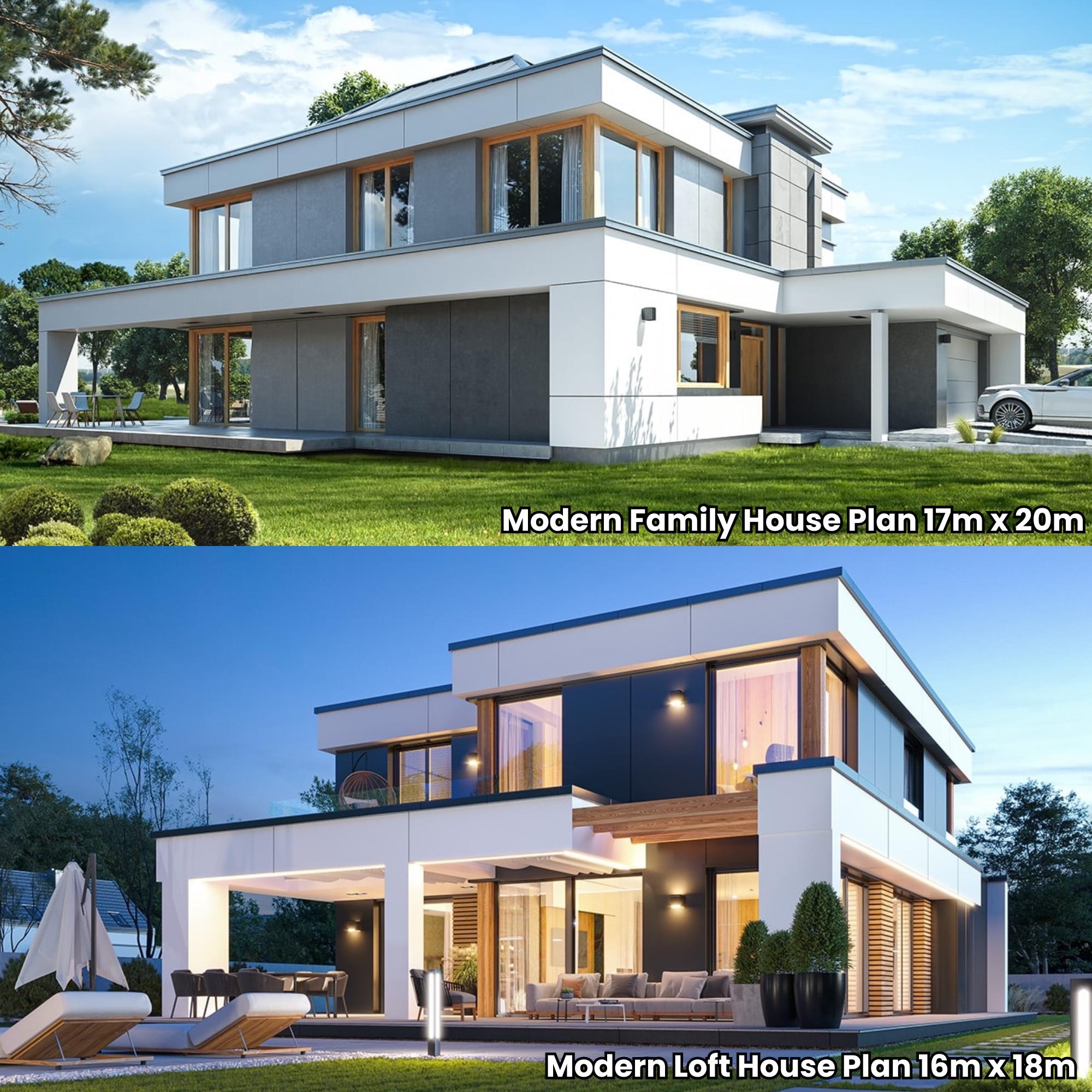 Modern Family House Plan 17mx20m | Modern Loft House Plan 16mx18m / 4 ...