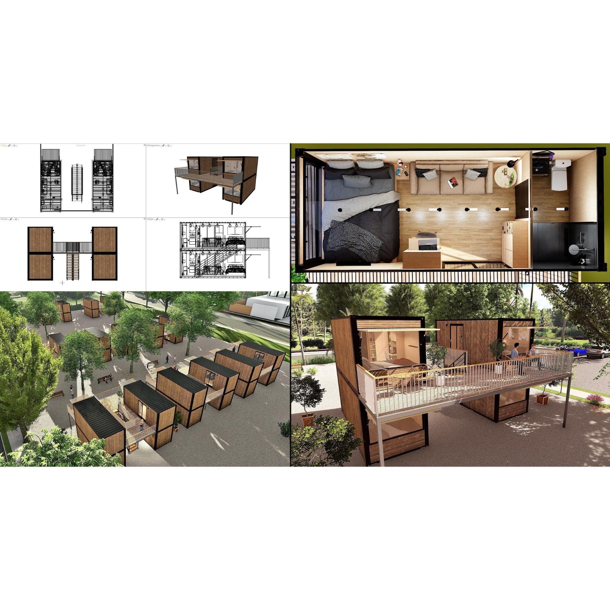 Container Hotel Modul 4 Units 2.5m X 6m , Modern Floor Plans, Container ...