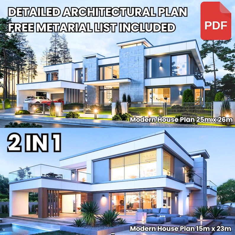 Modern House Plans 25m X 26m | 15m X 23m / 5 Bedroom 543 M2 | 4 ...