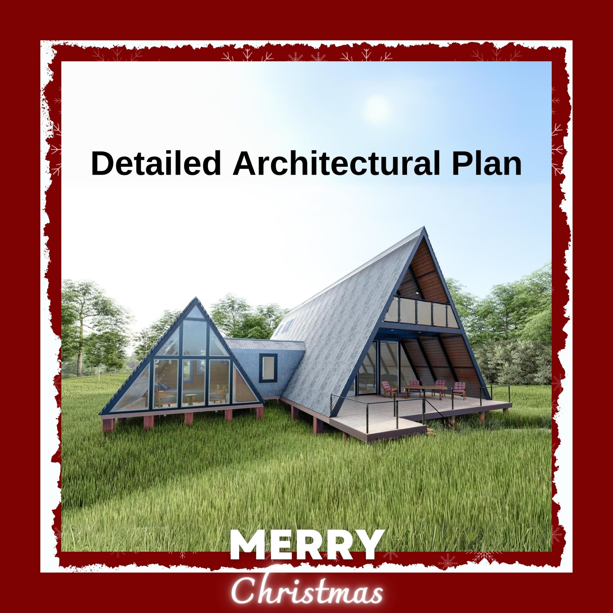 Tiny Twin A-frame Cabin DIY Plans 8x18 Modern Cabin House Architectural ...