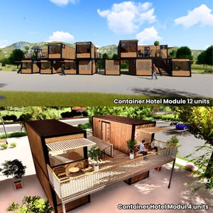 Container Hotel Module 12 Units | 4 Units - 2.5m X 6m , Modern Floor ...