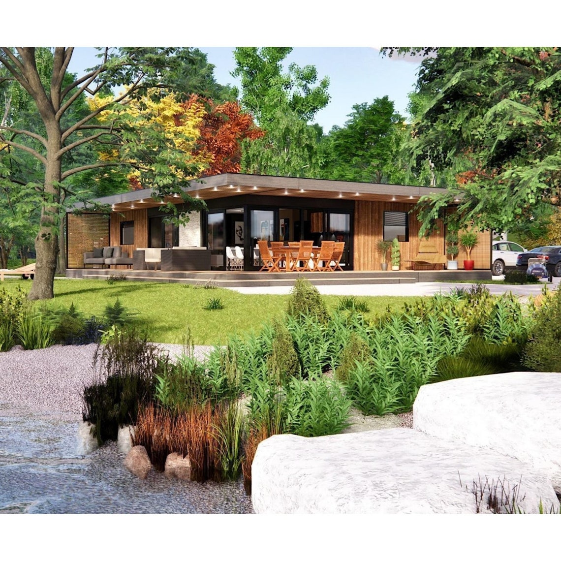 Family Mountain House Plan 11m X 13m - Modern Floor Plans, 3 Bedroom ...