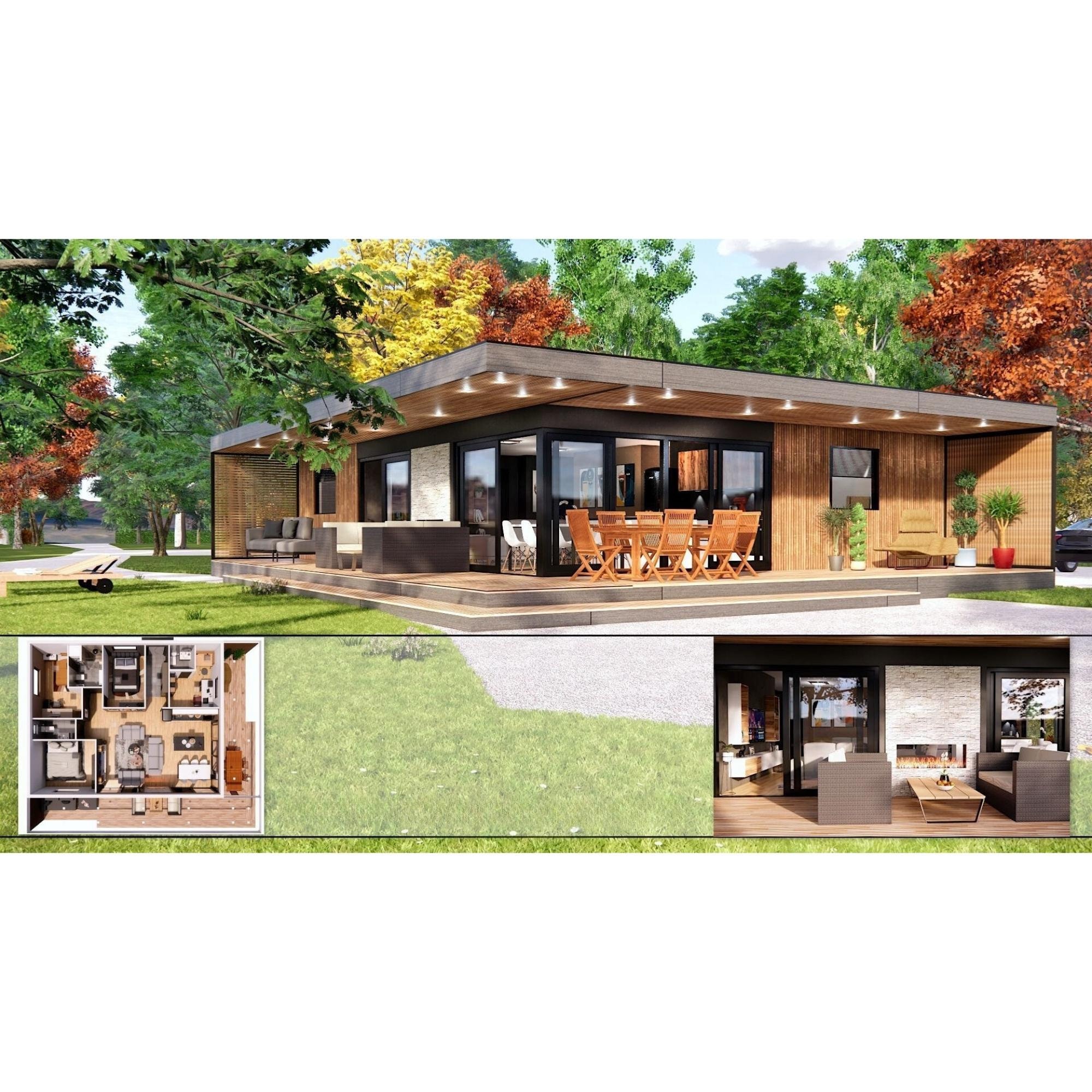 Family Mountain House Plan 11m X 13m - Modern Floor Plans, 3 Bedroom ...