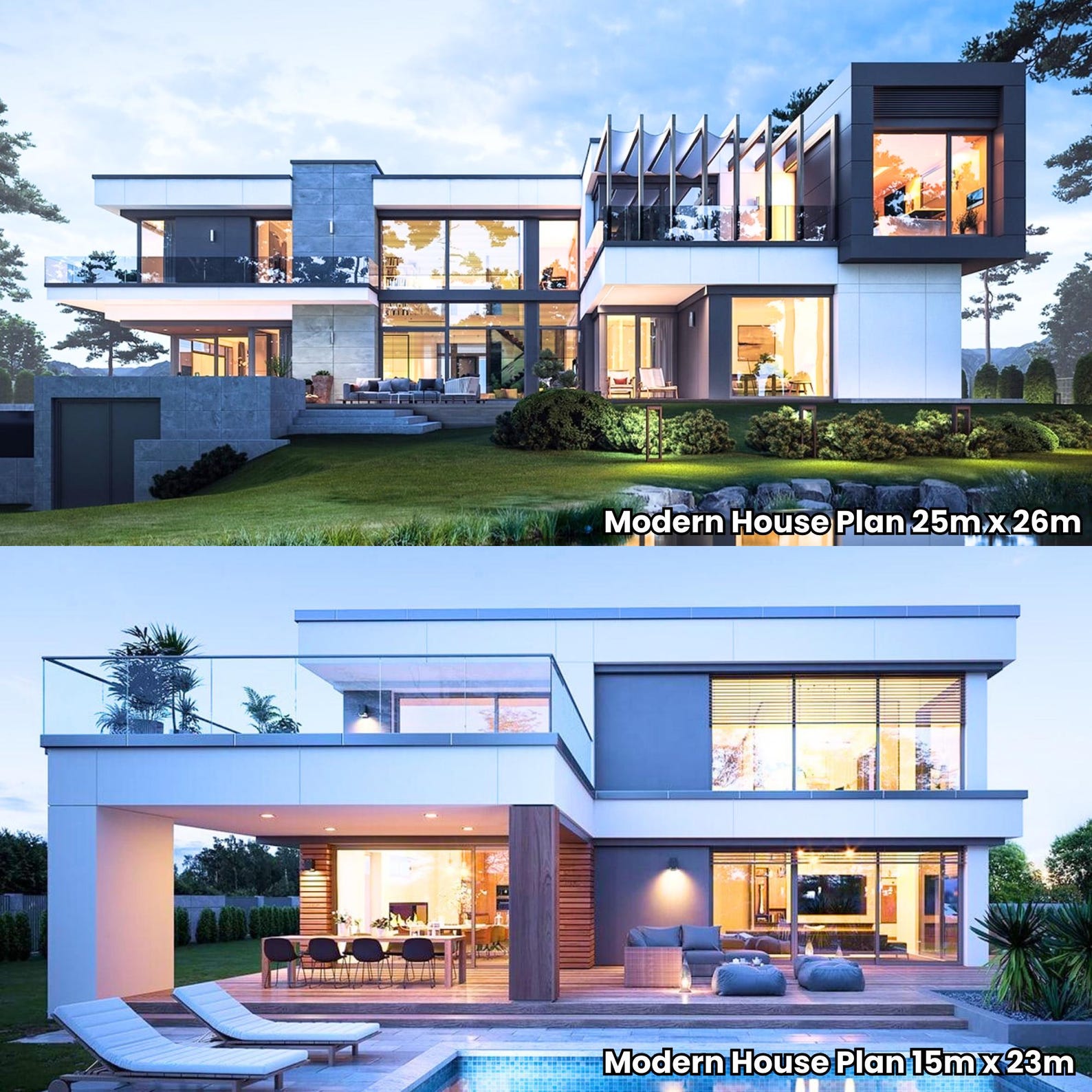 Modern House Plans 25m X 26m | 15m X 23m / 5 Bedroom 543 M2 | 4 ...
