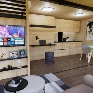 Folding Container House Plan 4.5m X 6m - Modern Floor Plans, 1 Bedroom ...