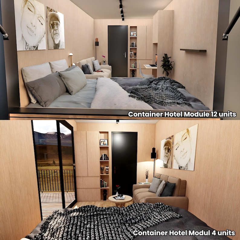 Container Hotel Module 12 Units | 4 Units - 2.5m X 6m , Modern Floor ...