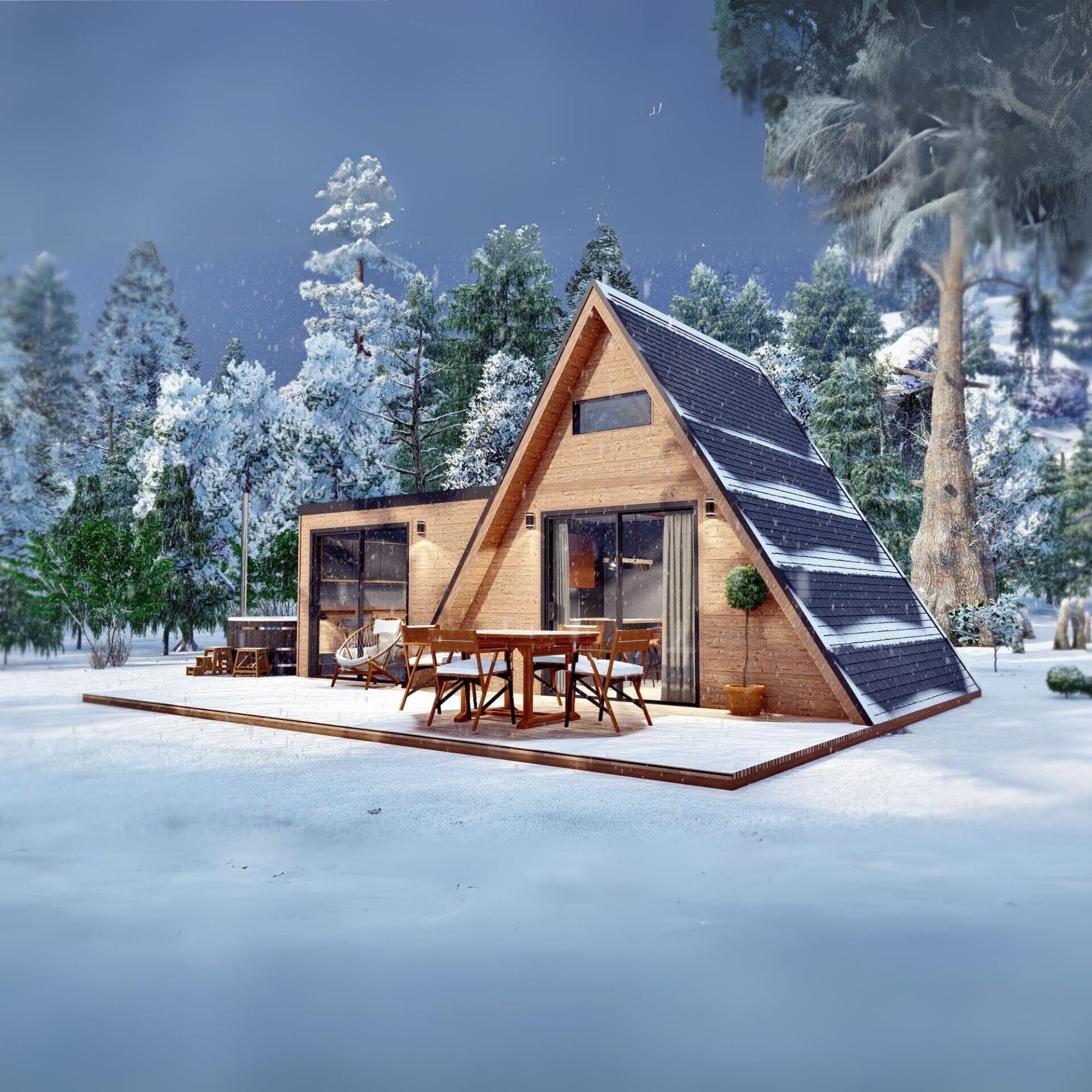 Tiny A-frame Cabin DIY Plans 7mx9m Modern Cabin House Architectural ...