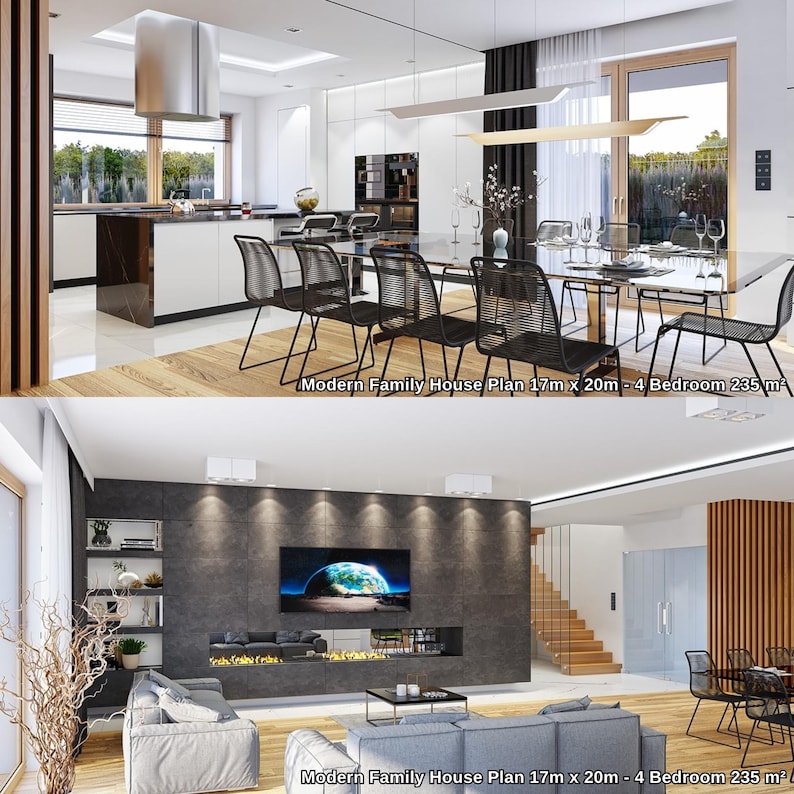 Modern House Plan -15m X 23m, 4 Bedrooms, 410 M2 ||| 17m X 20m - 4 ...