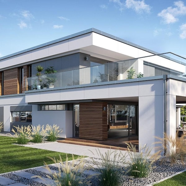 Modern House Design Plan - Etsy UK