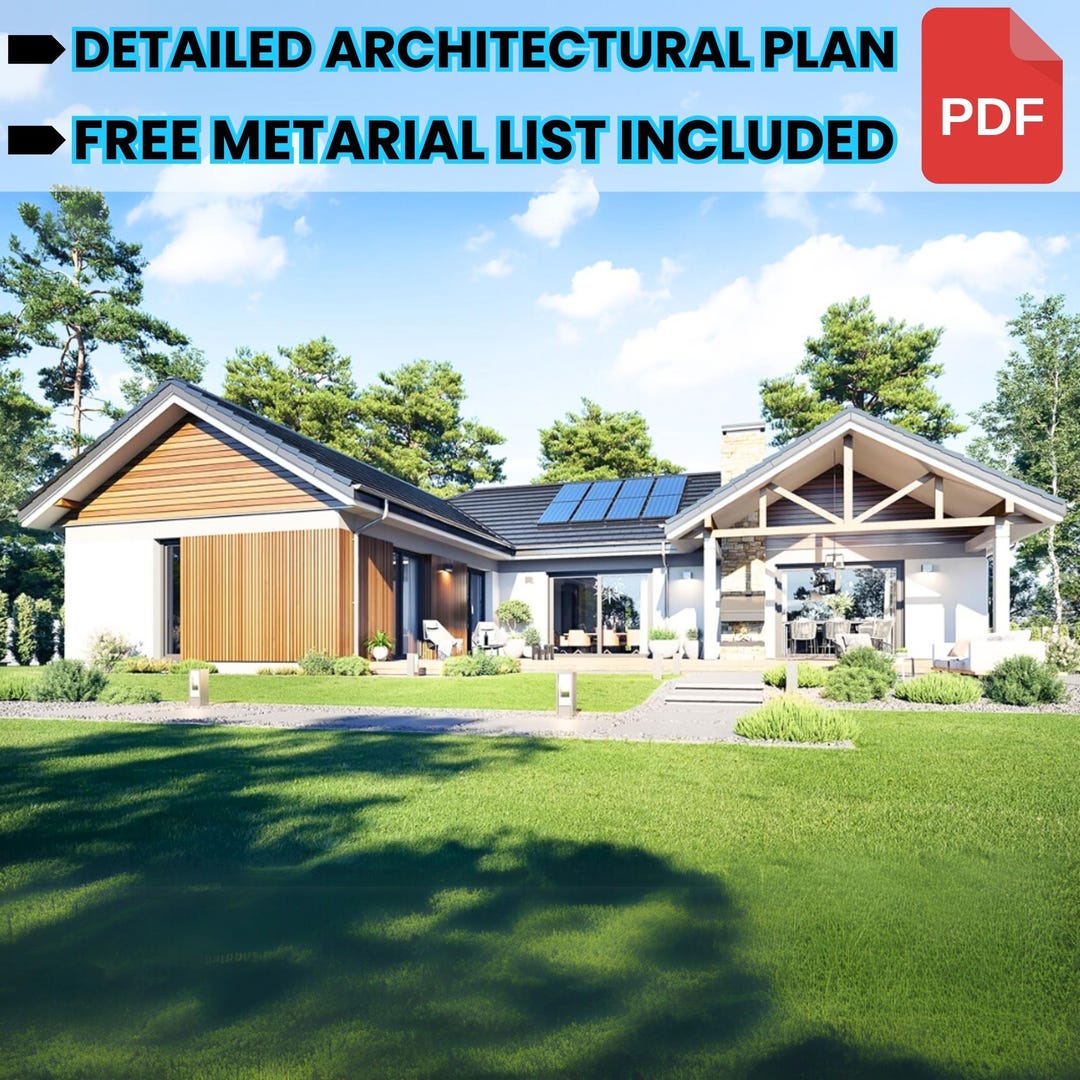 Full Detailed Single Storey Plan 19m X 23m- Modern Floor Plans, 3 ...