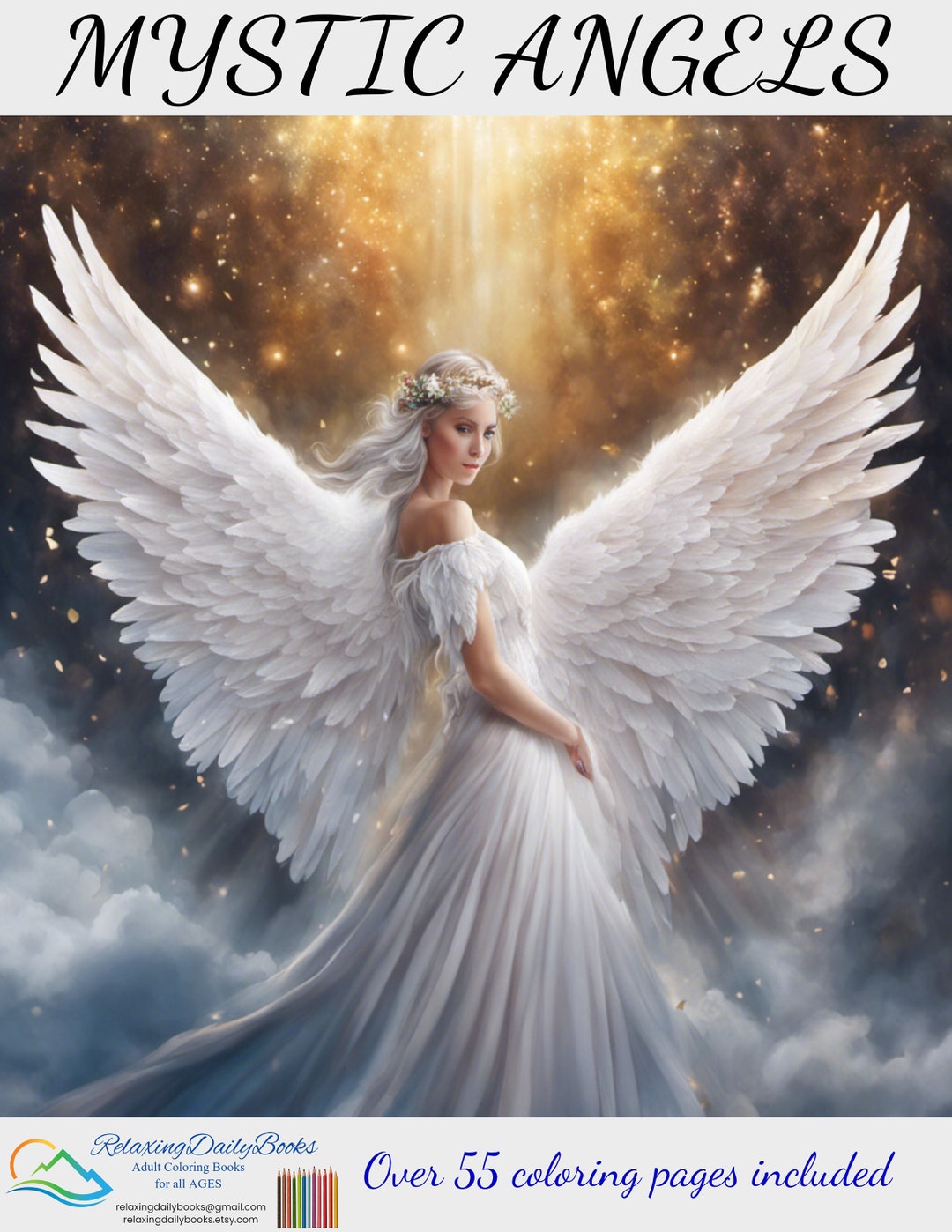 Magical Angels Coloring Book - 60 Pages of Peace and Happiness for ...