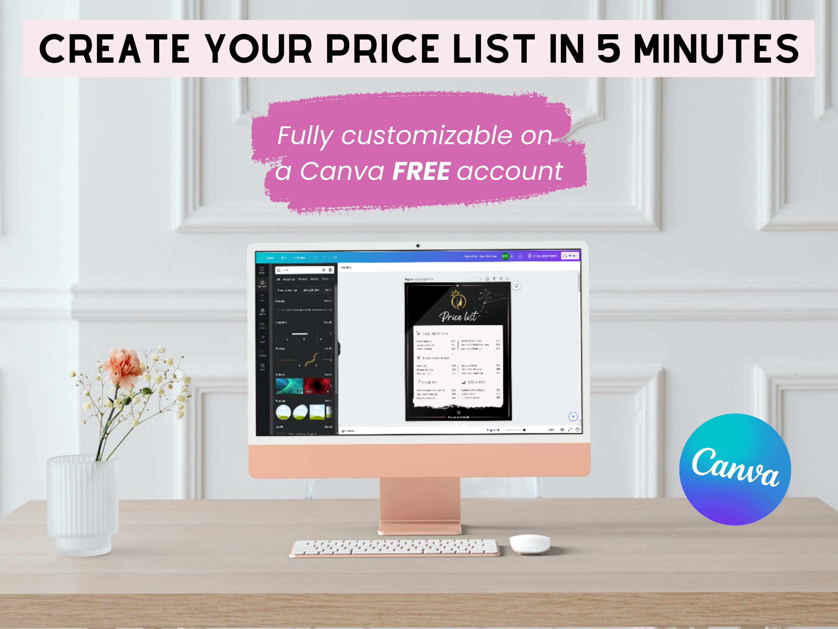 Editable Canva Price List Template in A4, US Letter and Instagram Story ...