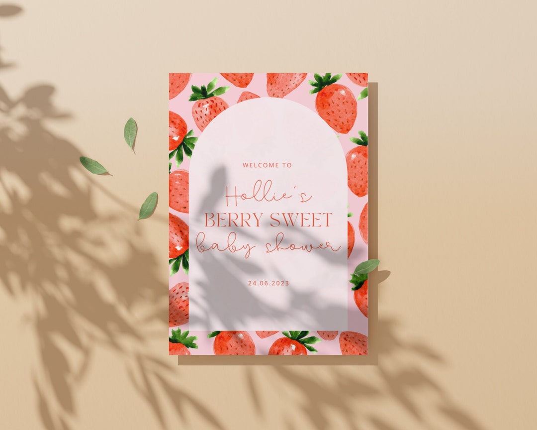 Editable Berry Themed Baby Shower Welcome Sign - Etsy