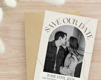 Chic Modern Save the Date Template, Boho Glam Wedding Invitation ...