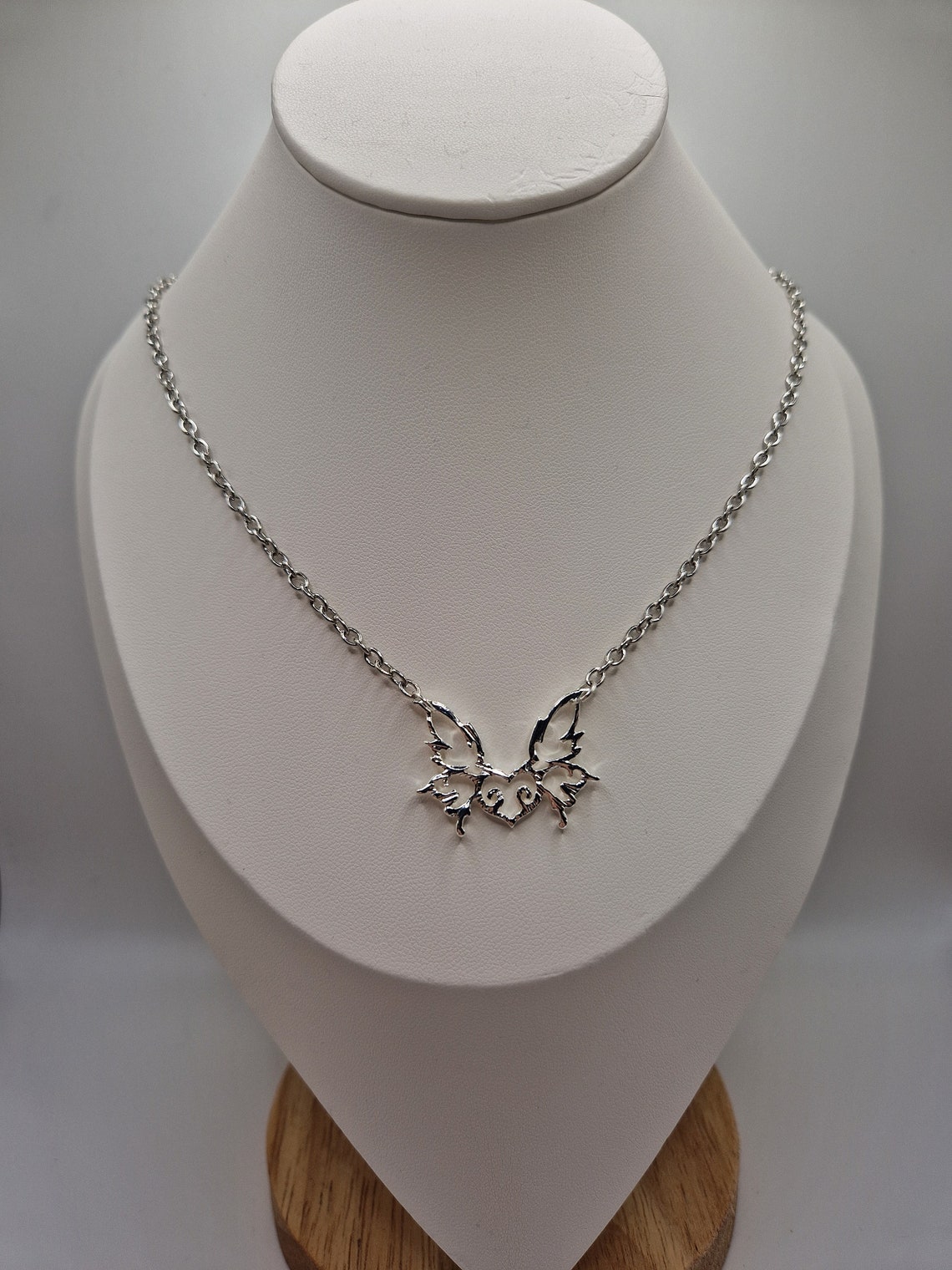 Cybercore Fairycore Y2k Silver Necklace With Heart Butterfly Pendant - Etsy