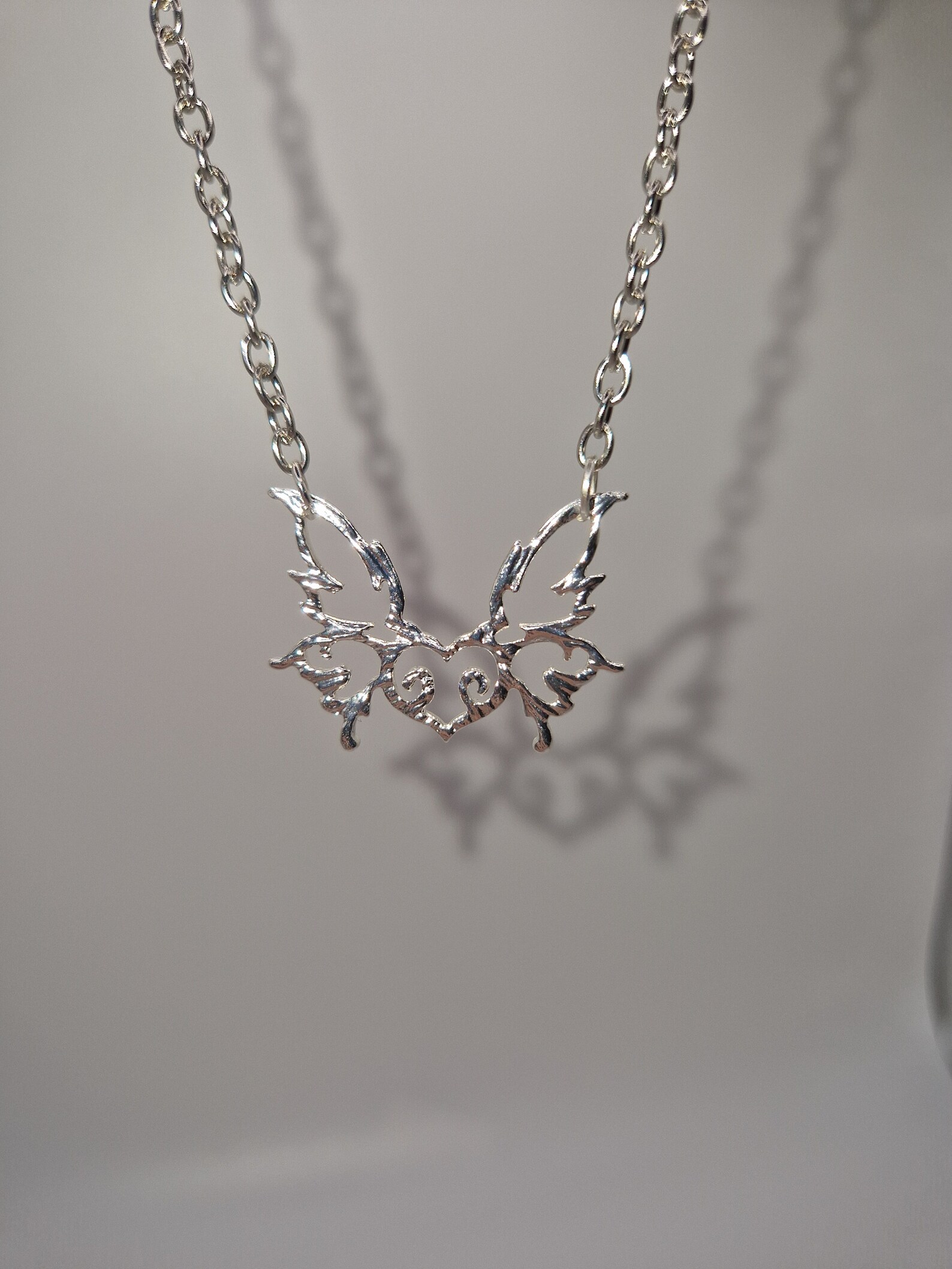 Cybercore Fairycore Y2k Silver Necklace With Heart Butterfly Pendant - Etsy
