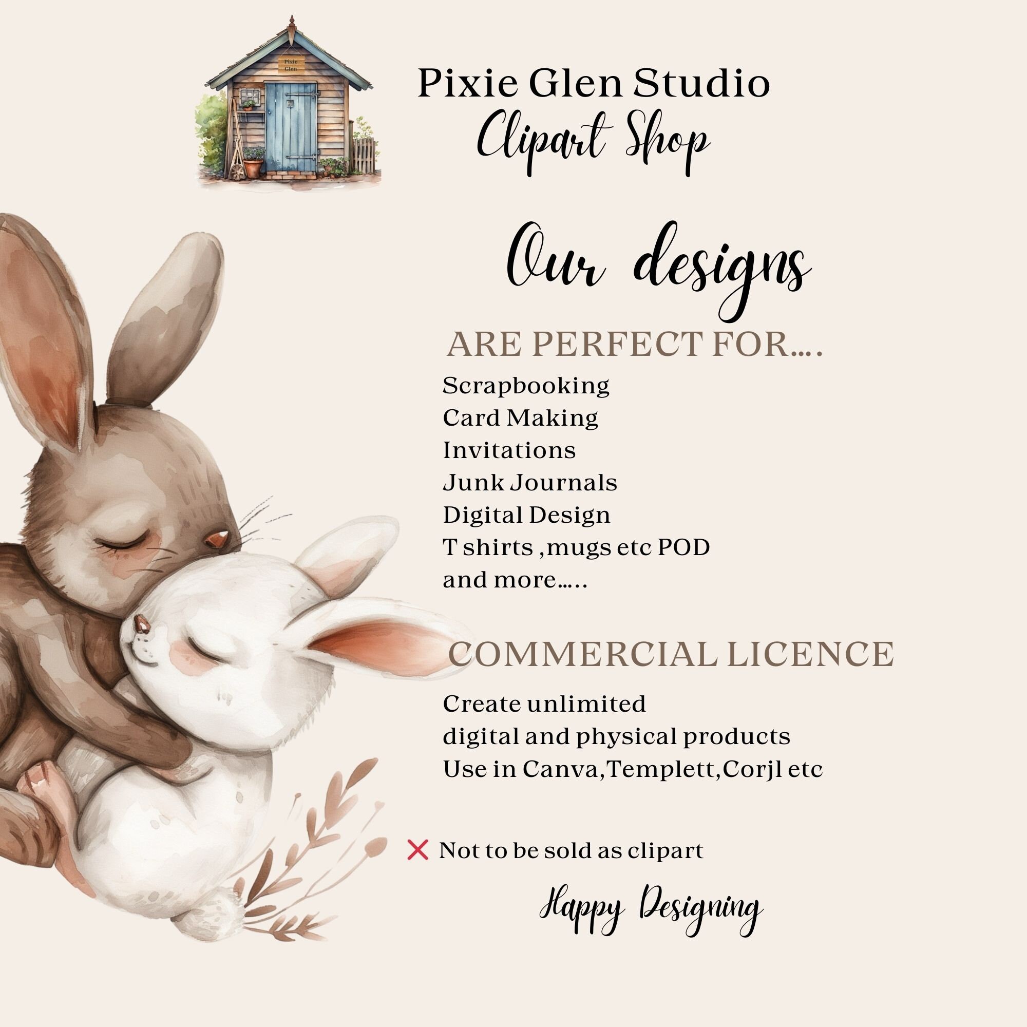 Easter Bunny Clipart Pack, Easter Clipart, Easter Graphics, Whimsical ...