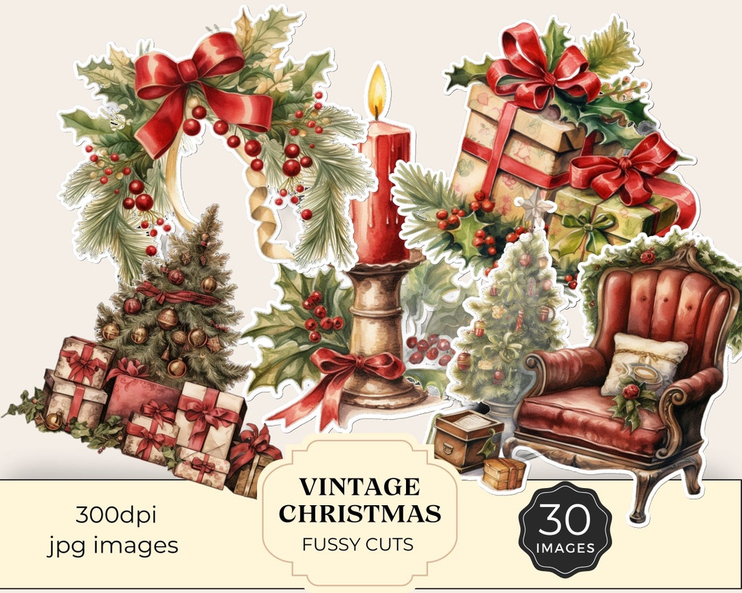 Vintage Christmas Fussy Cuts and Cards, Christmas Ephemera, Stickers ...